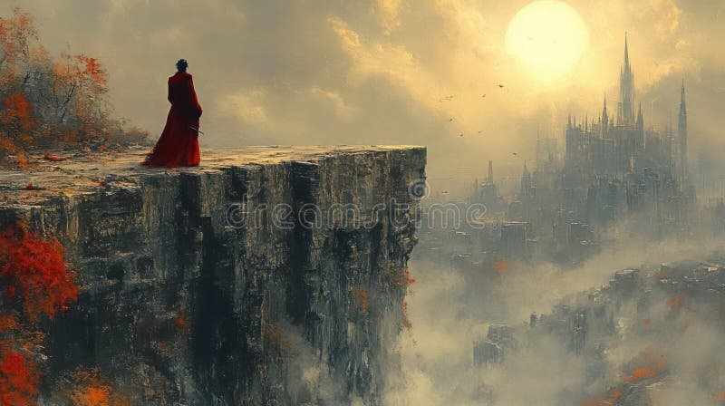 At the Edge of the World. Surreal Mystical Fantasy Artwork Stock ...