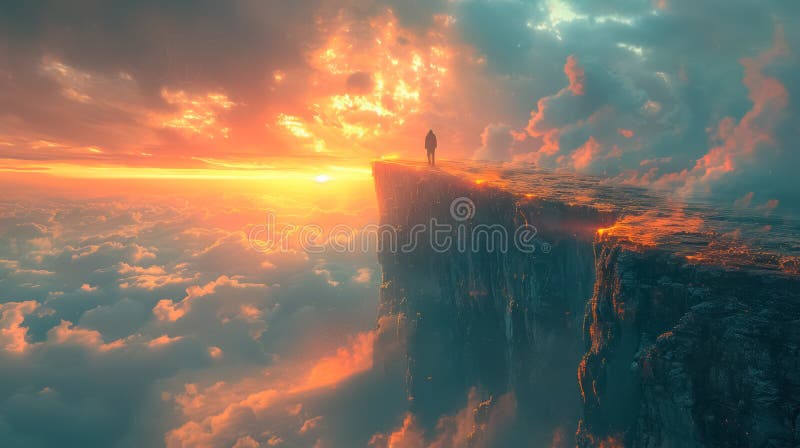 At the Edge of the World. Surreal Mystical Fantasy Artwork Stock ...
