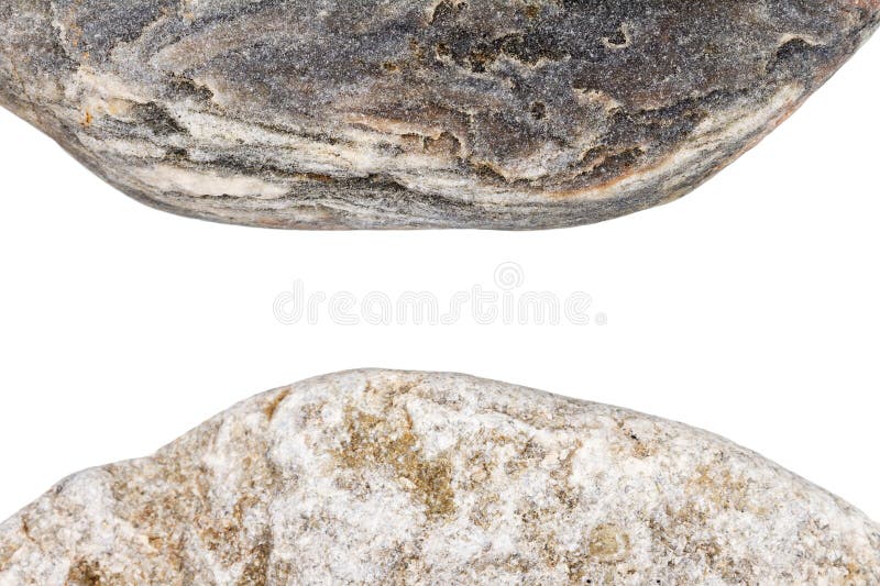 Edges of Two Pebbles Isolated on White Background Stock Image - Image ...