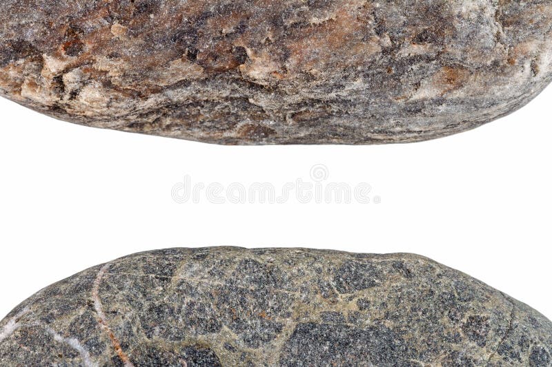 Edges of Two Pebbles Isolated on White Background Stock Photo - Image ...