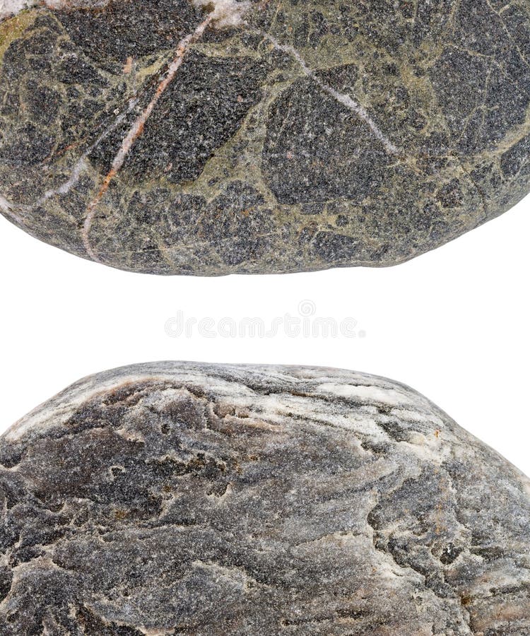 Edges of Two Pebbles Isolated on White Background Stock Image - Image ...