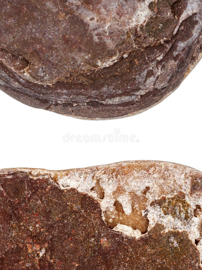 Edges of Two Pebbles Isolated on White Background Stock Image - Image ...