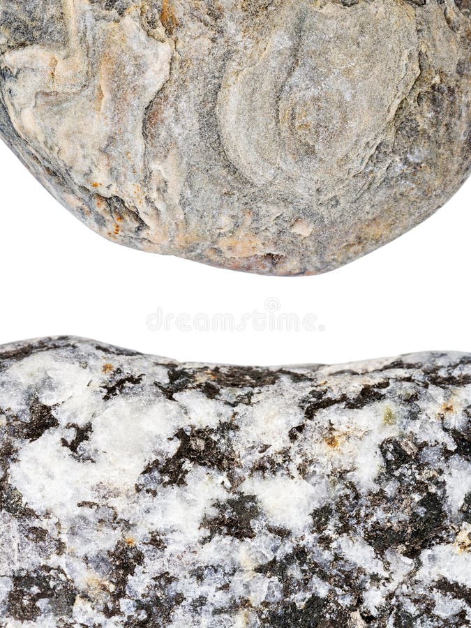 Edges of Two Pebbles Isolated on White Background Stock Image - Image ...