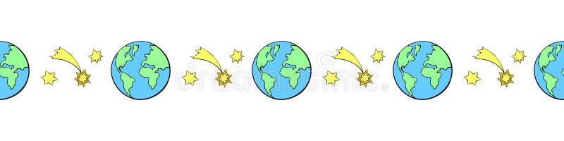 Edging, Ribbon, Border from the Earth, Stars in Doodle Flat Style ...