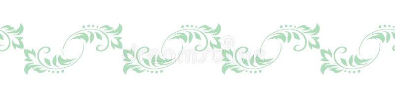Edging, Ribbon, Border of of Light Green Stylized Stems, Leaves ...