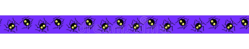 Edging, Ribbon, Border with Little Cute Spiders. Vector Seamless ...