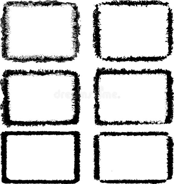 Edgy and Artistic Grunge Frame Design Collection: Six Rectangular ...