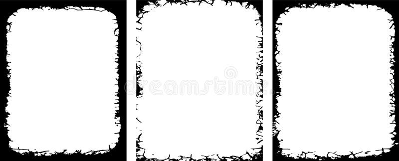 Edgy Grunge Photo Frame Collection Trio of Vertical Rectangular Frames ...