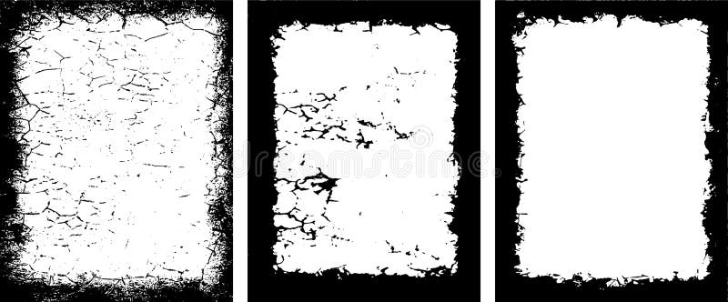 Edgy Grunge Photo Frame Collection Trio of Vertical Rectangular Frames ...