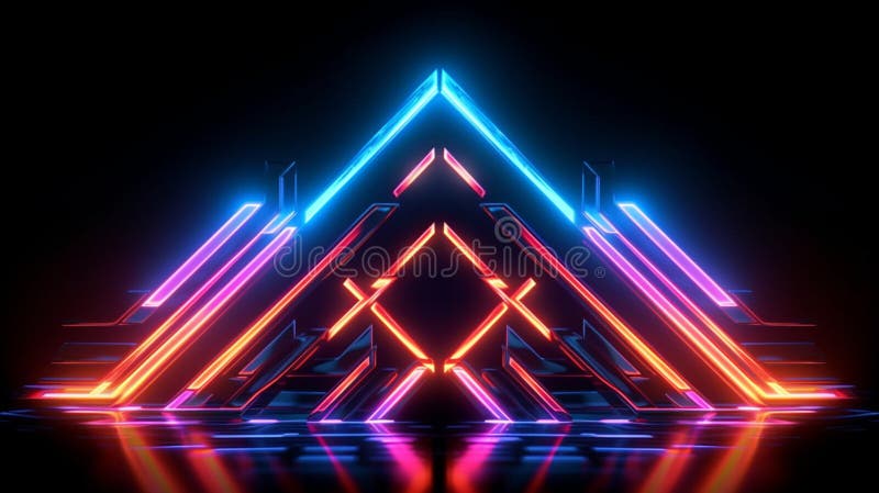 Edgy and Modern Neon Lights Composition with Dark Backdrop Stock ...