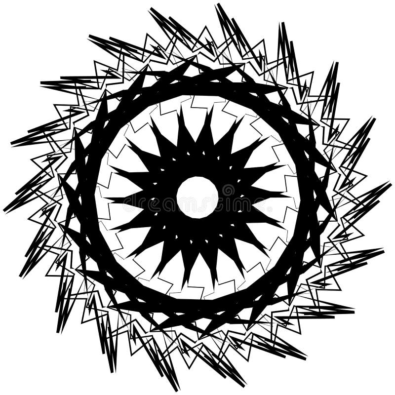 Edgy Monochrome Circular Element. Black and White Angular Motif, Shape ...