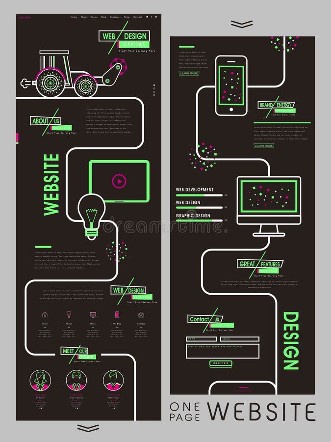 Edgy One Page Website Template Design Stock Vector - Illustration of ...