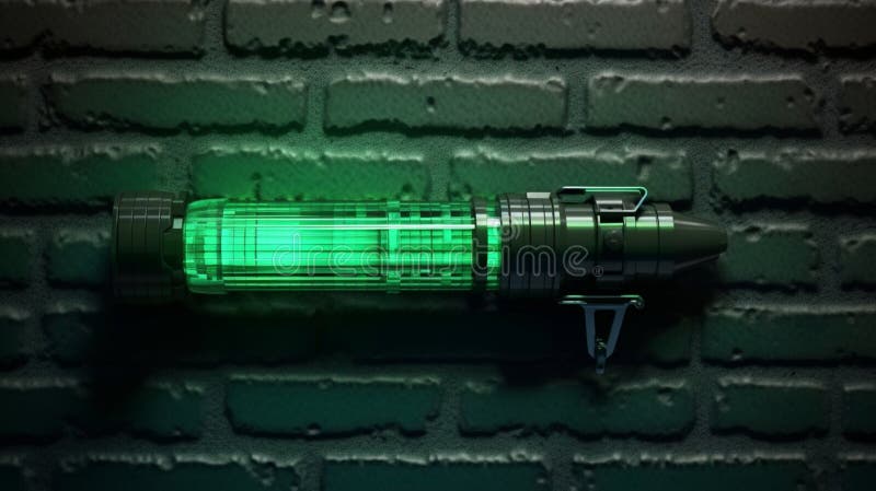 Edgy and Stylish Green Neon Flashlight on Brick Wall Stock Illustration ...