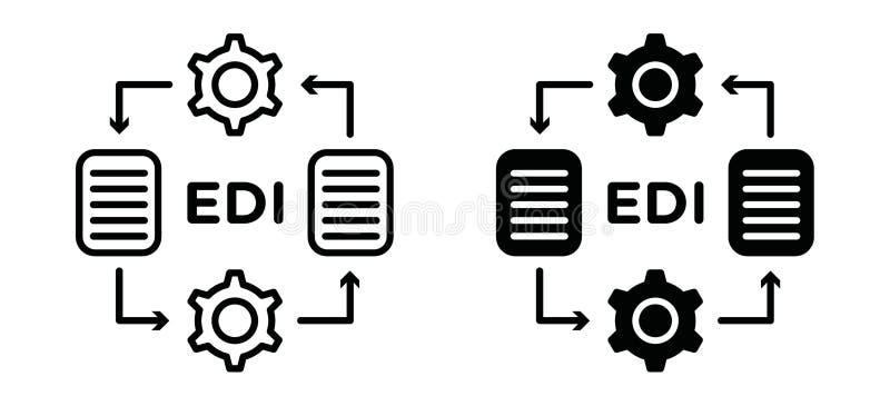 EDI Outline Icon Collection or Set. EDI Thin Vector Line Art Stock ...