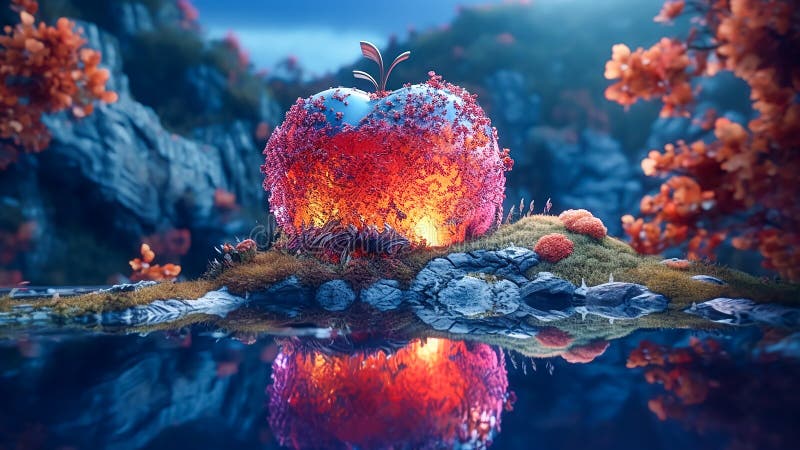An Edible Apple Sits on the Side of a Water, Generative AI Stock ...