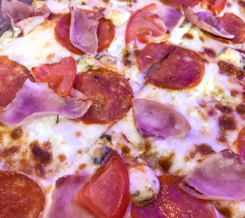 Edible Background of Pizza with Salami. Stock Image - Image of circle ...