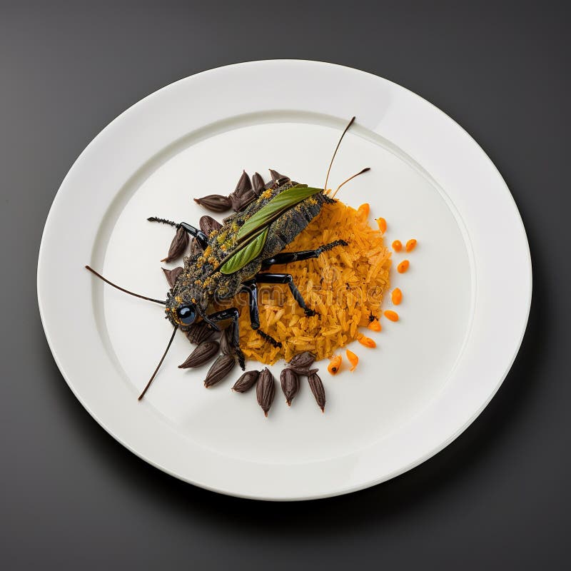 Edible Bug Dish on a Plate, High Protein , Generative AI Stock ...