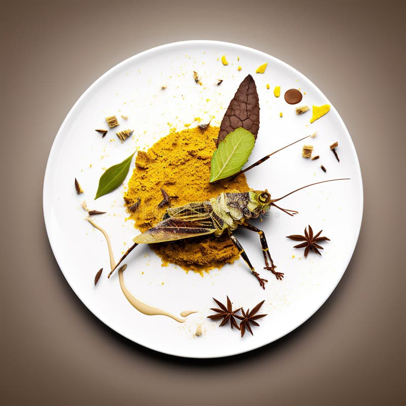 Edible Bug Dish on a Plate, High Protein , Generative AI Stock ...