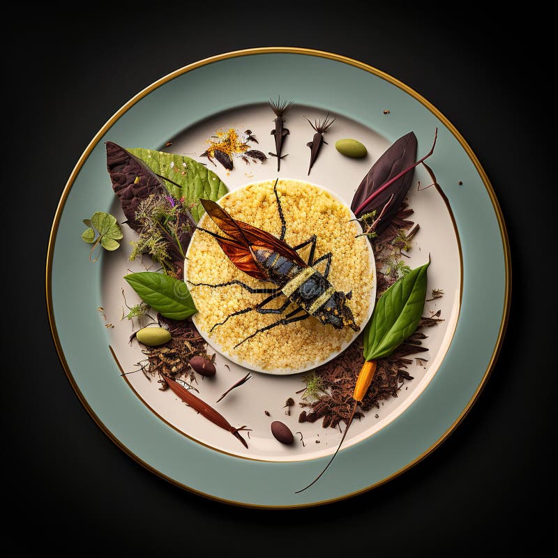 Edible Bug Dish on a Plate, High Protein , Generative AI Stock ...
