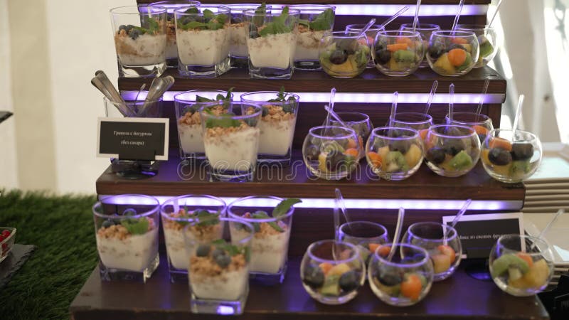 Edible Delicacies in Compact Dishes on the Buffet Table Stock Footage ...