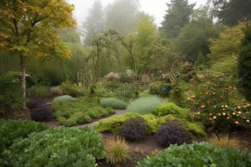 Edible Landscape with Berried Shrubs and Towering Trees in the ...