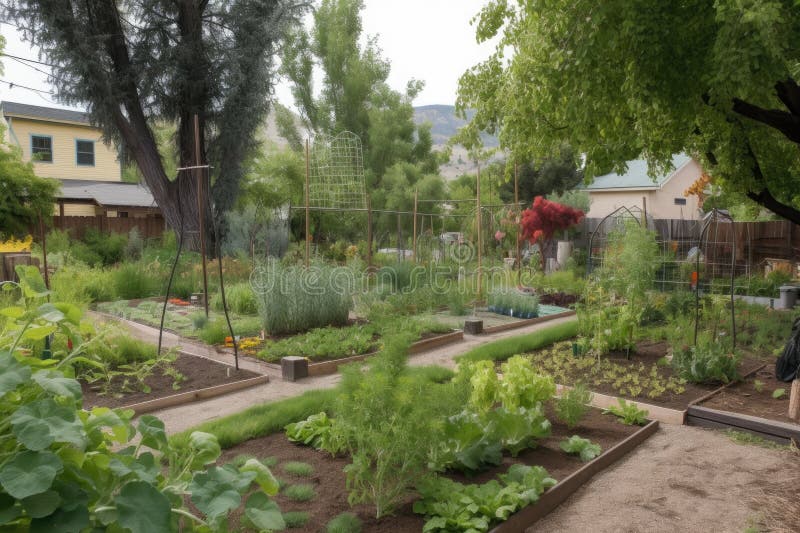 Edible Landscape with Fruit Trees, Vegetable Gardens, and Herbs Growing ...