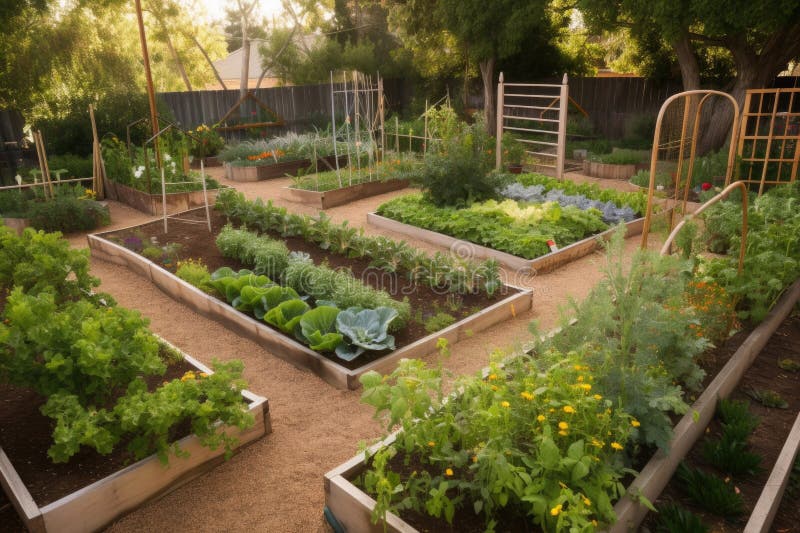 Edible Landscape with Fruit Trees, Vegetable Gardens, and Herbs Growing ...
