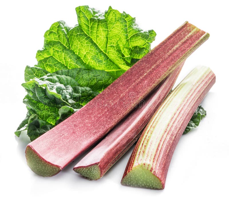 Edible Rhubarb Stalks on the White Background Stock Image - Image of ...