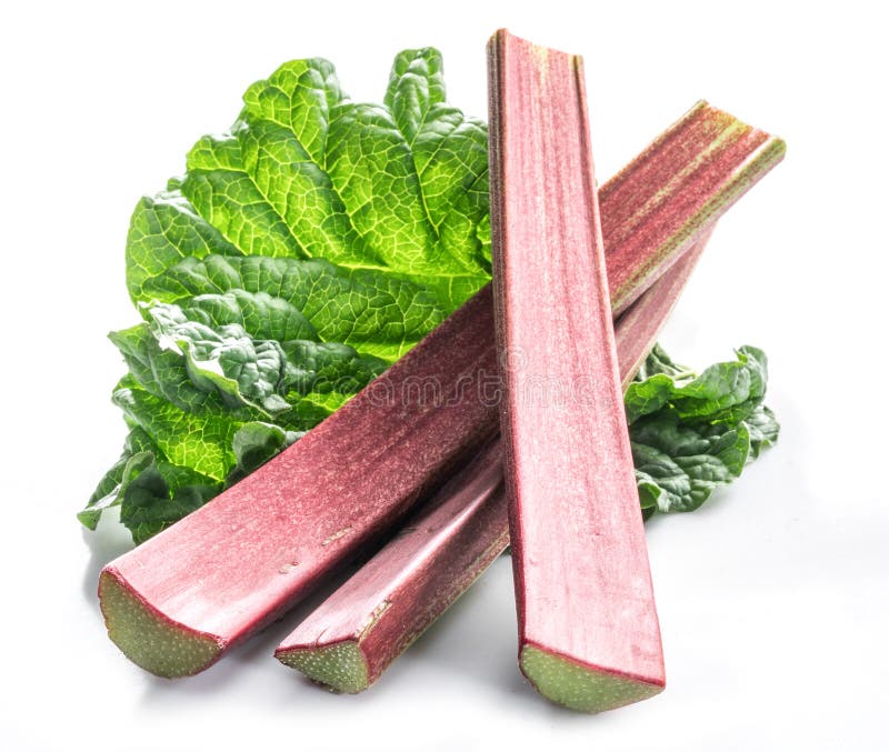 Edible Rhubarb Stalks on the White Background Stock Image - Image of ...