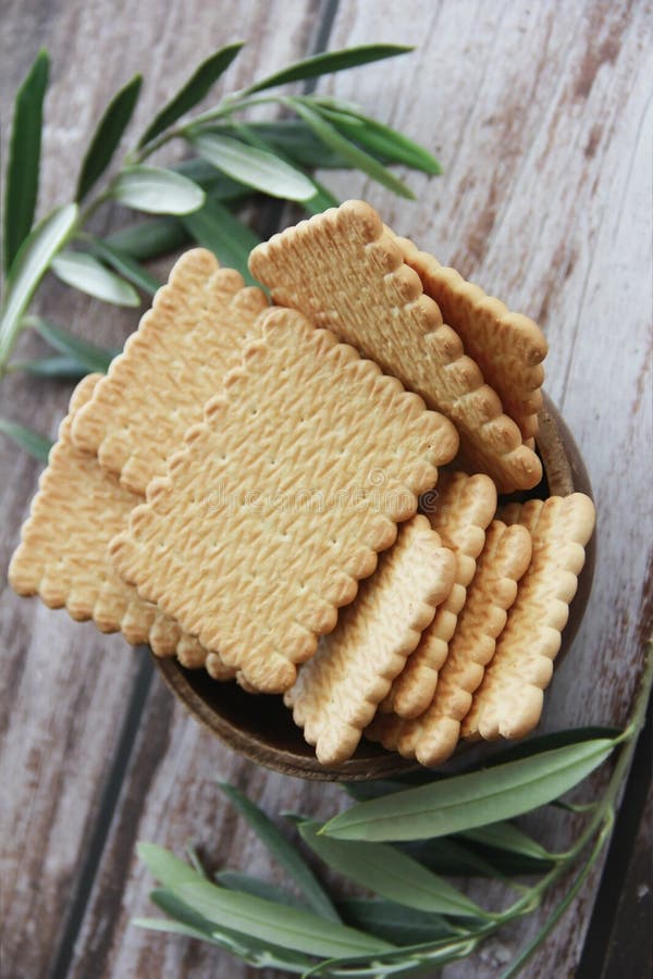 Edible Square Dry Cookies in a Plate Stock Image - Image of grain ...