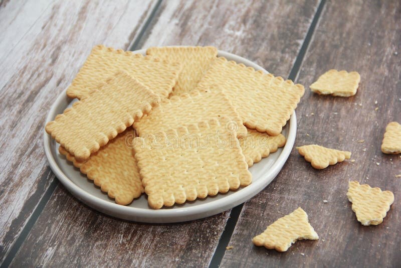 Edible Square Dry Cookies in a Decorative Plate Stock Photo - Image of ...
