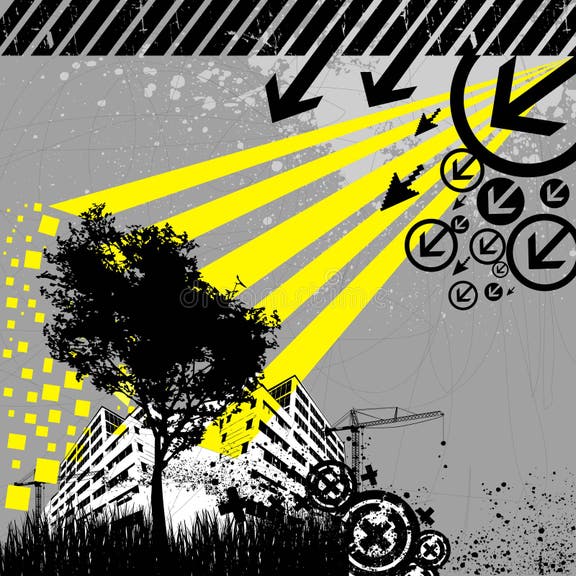 Edifício abstrato com seta ilustração do vetor. Ilustração de positivo ...