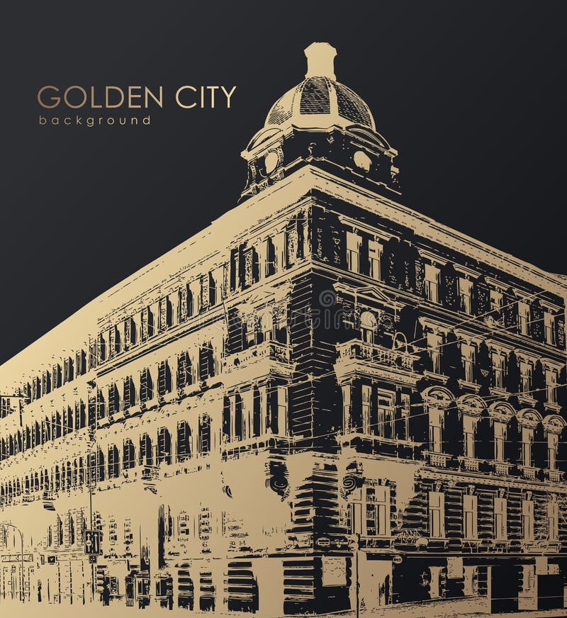 Edificio de oro stock de ilustración. Ilustración de torre - 94926594