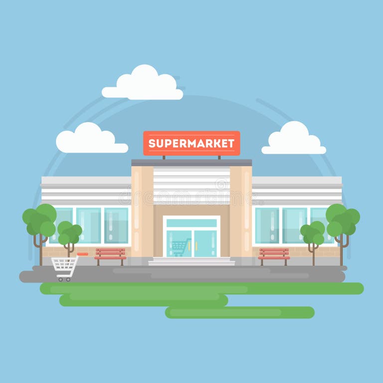 Edificio del supermercado ilustración del vector. Ilustración de icono - 86009444