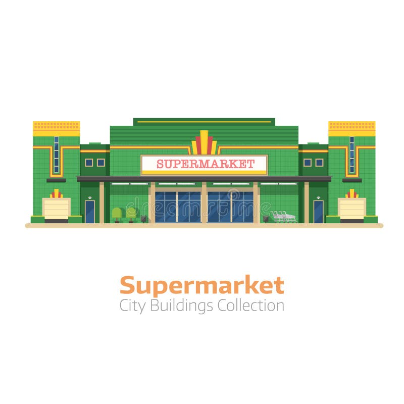 Edificio Del Supermercado O De Colmado Ilustración del Vector - Ilustración de moderno ...