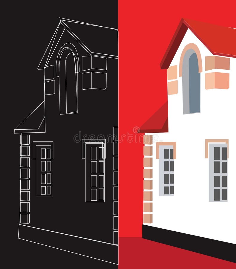 Edificio en rojo y negro ilustración del vector. Ilustración de ...