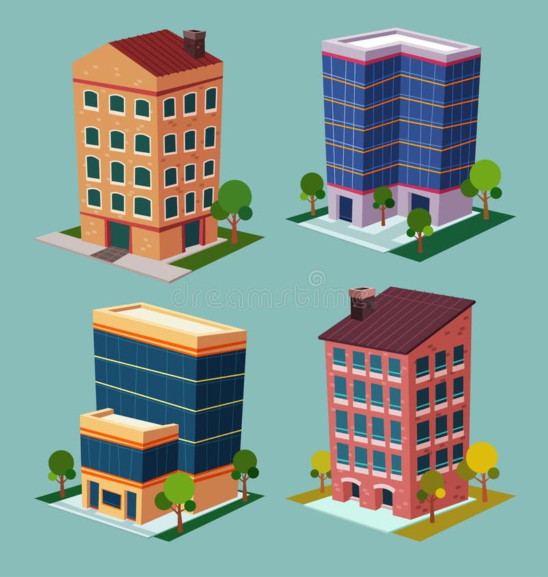 Edificio isométrico ilustración del vector. Ilustración de ciudad ...