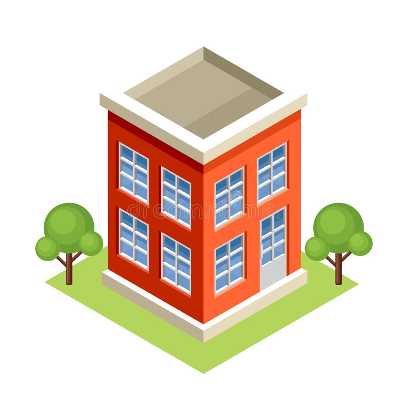 Edificio Isométrico Ilustración Del Vector Ilustración De Moderno