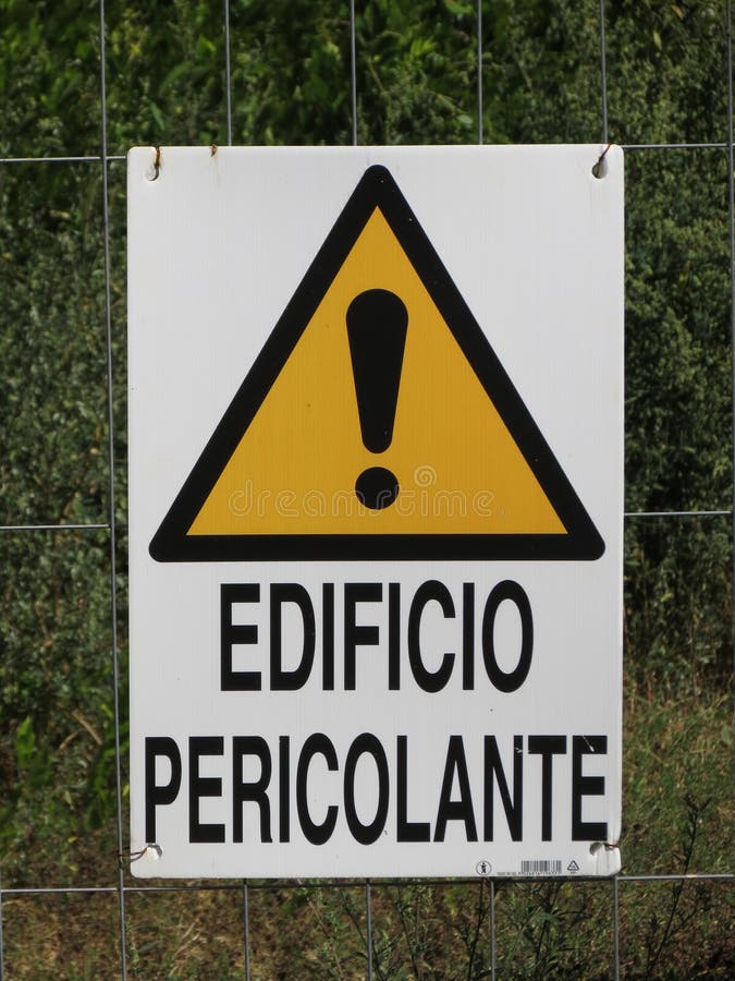 Edificio Pericolante, Translated: Unstable Building Stock Photo - Image ...