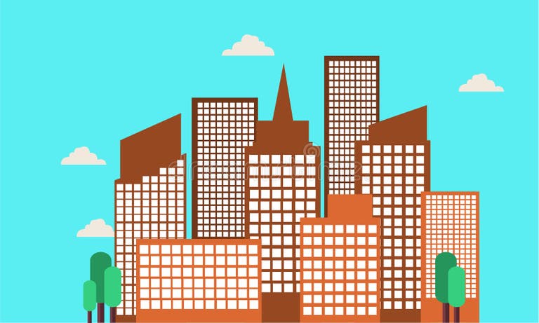 Edificios Hermosos De La Ciudad Del Paisaje Del Vector Ilustración del Vector - Ilustración de ...