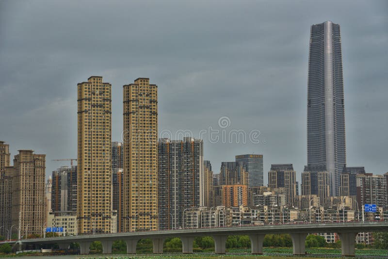 Edificios modernos imagen editorial. Imagen de hojas - 256663360