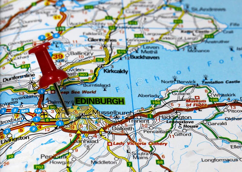 Ciudad De Edimburgo En Un Mapa De Camino Imagen de archivo - Imagen de ...