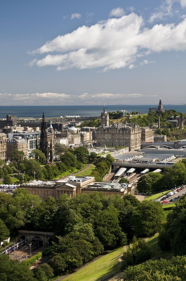 Centre of Edinburgh, Scotland Stock Image - Image of panorama, station ...