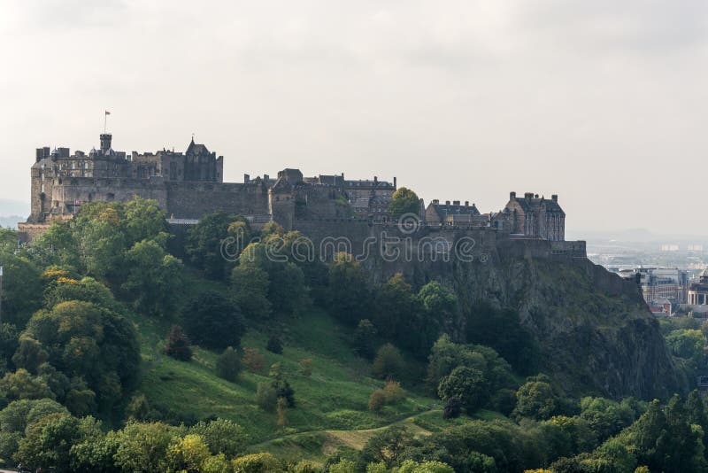 Edinburgh Castle Behind a Tree Seen from Scott Monument Stock Photo ...
