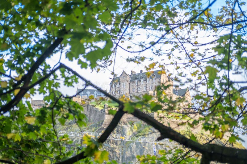 Edinburgh Castle Behind the Tree Branches Stock Image - Image of ...