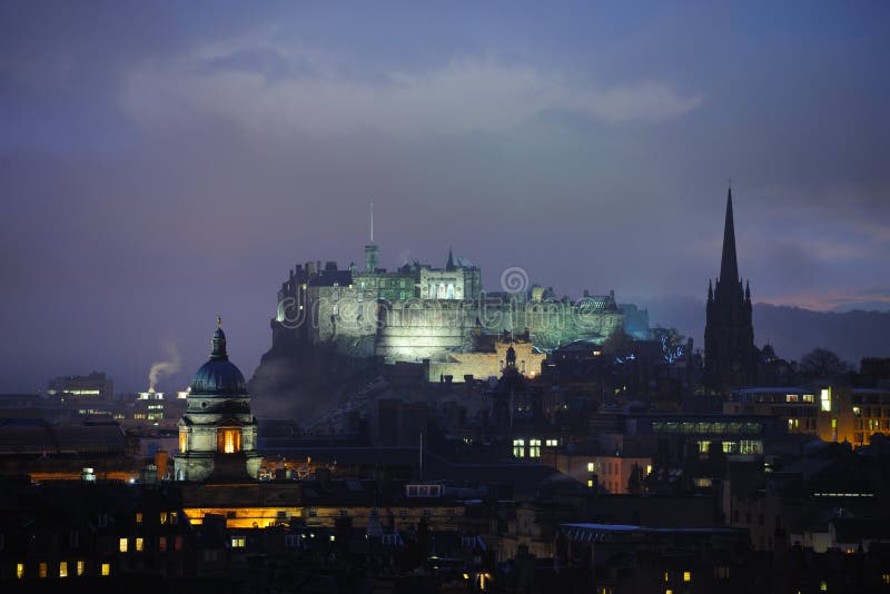 View of Edinburgh City Center Stock Image - Image of overcast, scotland ...