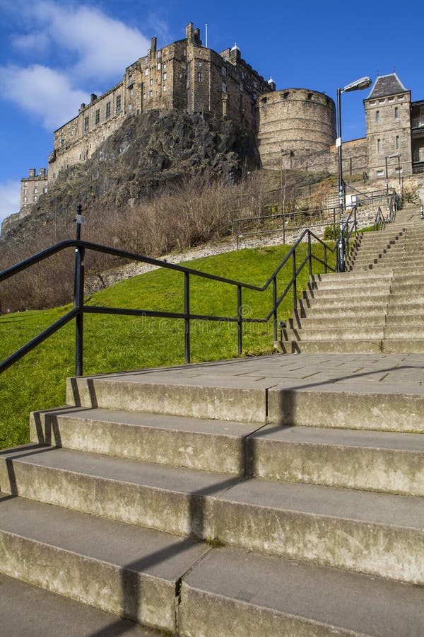 Edinburgh Castle and Grannys Green Steps Stock Image - Image of famous ...