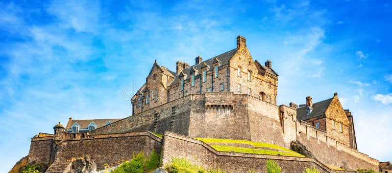 Edinburgh Castle Over Blue Sky, Scotland Stock Image - Image of gothic ...
