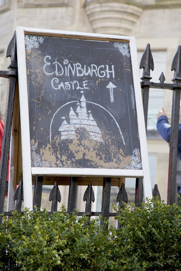 Edinburgh Castle Signage with Arrow Stock Photo - Image of colour ...