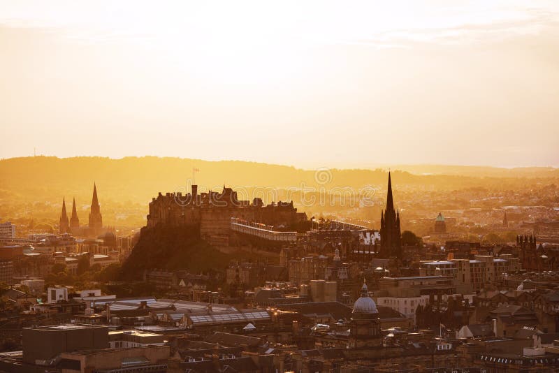 Edinburgh Castle at Sunset, Scotland. Stock Photo - Image of tourist ...